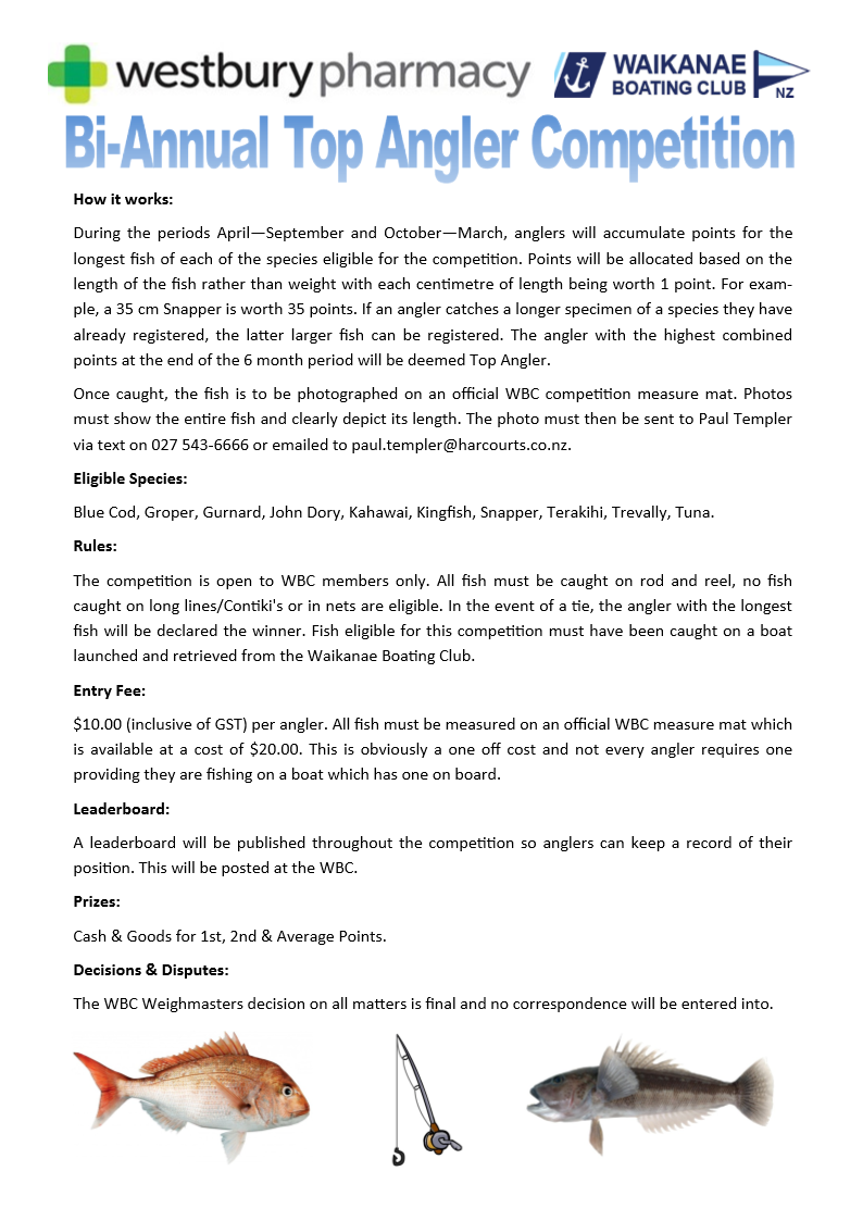 Fishing Competitions ~ Waikanae Boating Club